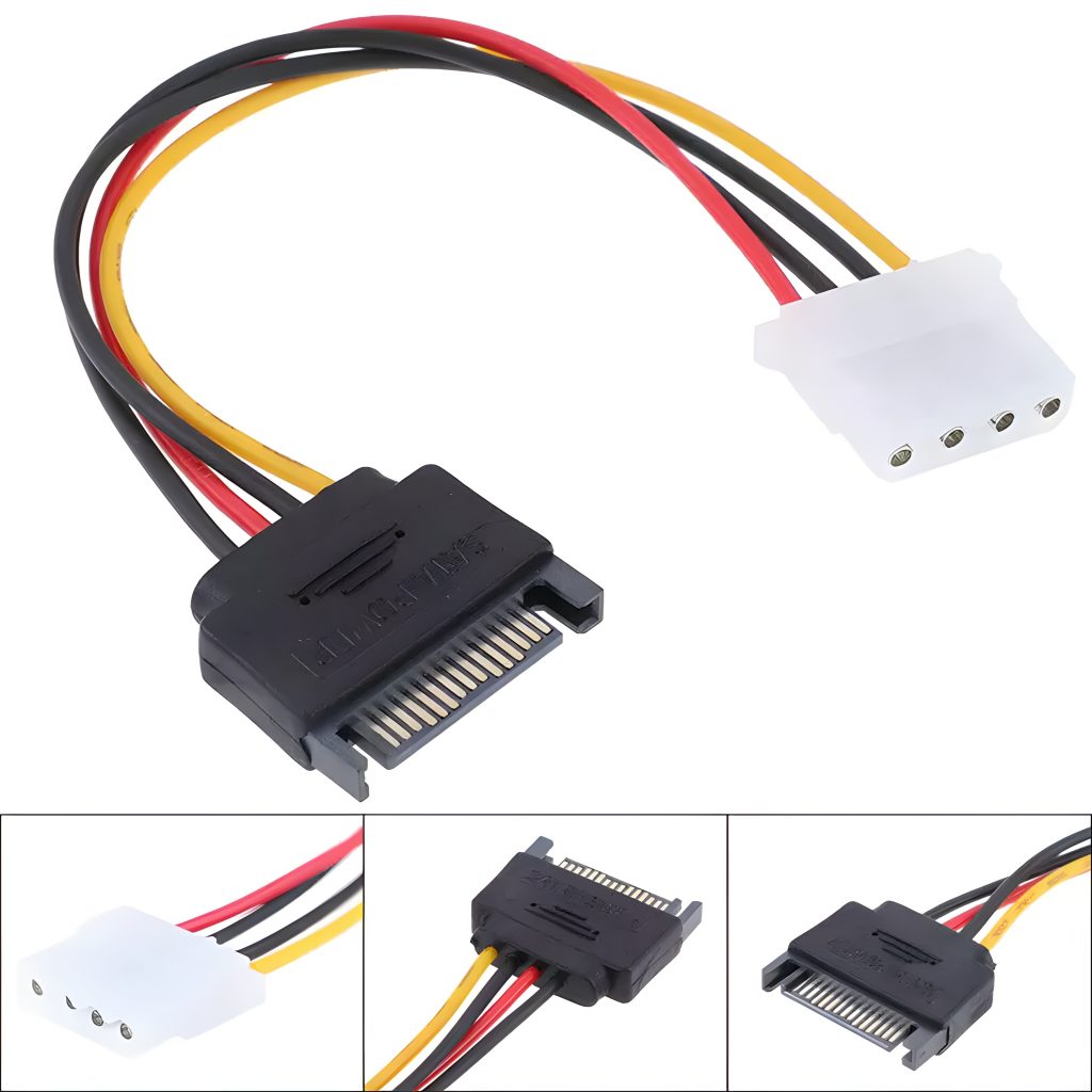 Molex 4 Pin IDE to SATA 15 Pin HDD Power Adapter Cable Hard Drive Adapter Male to Female Molex ...