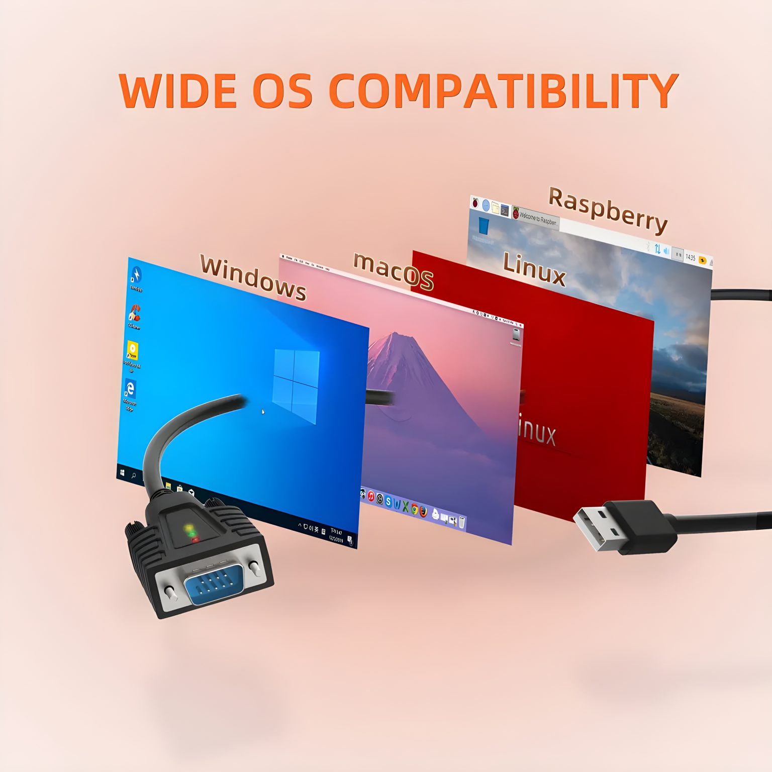 USB to RS232 Adapter Serial Cable DB9 Male 9 Pin with PL2303 Chipset RS ...